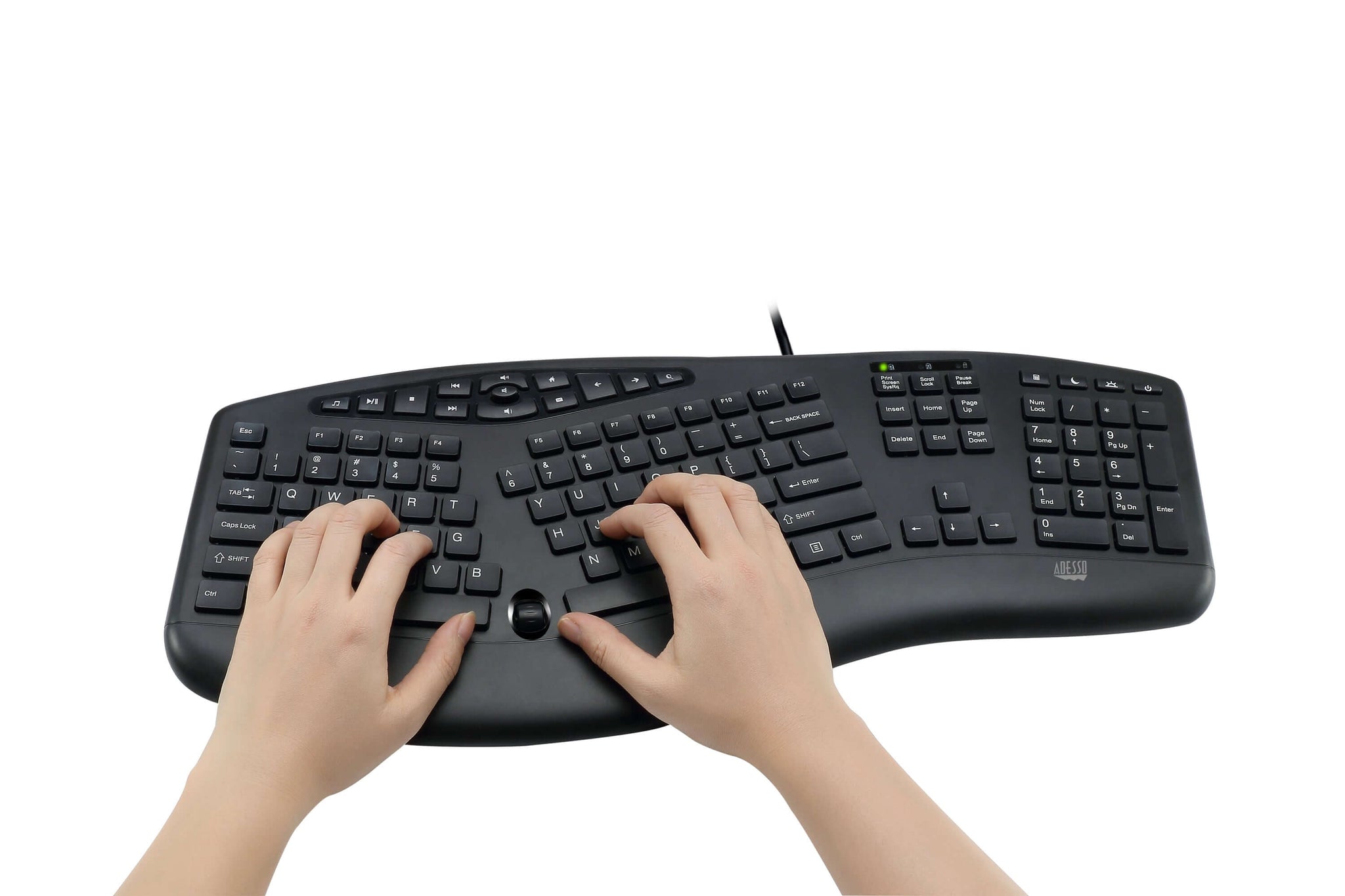 Adesso Tru-Form Media 160 Gently Sloped Ergonomic Keyboard - Stretch Now
