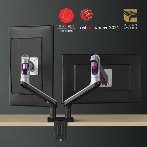 LINUS Aluminum Spring-Assisted Dual Monitor Arm - Stretch Now